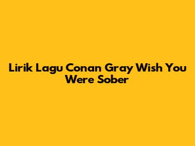 Lirik Lagu Conan Gray 'Wish You Were Sober'